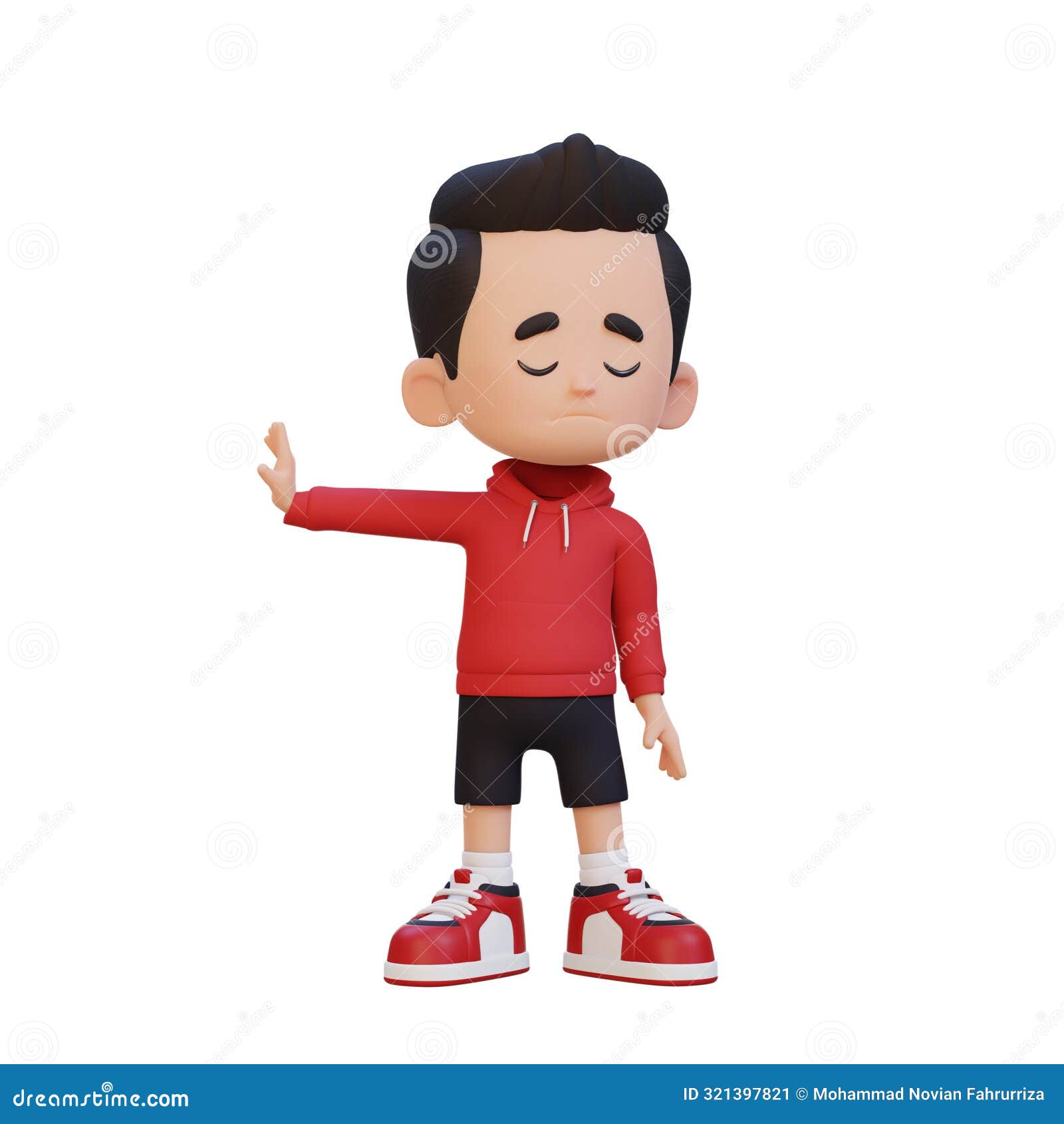 3D Cute Kid Character Rejection Pose Stock Illustration - Illustration ...