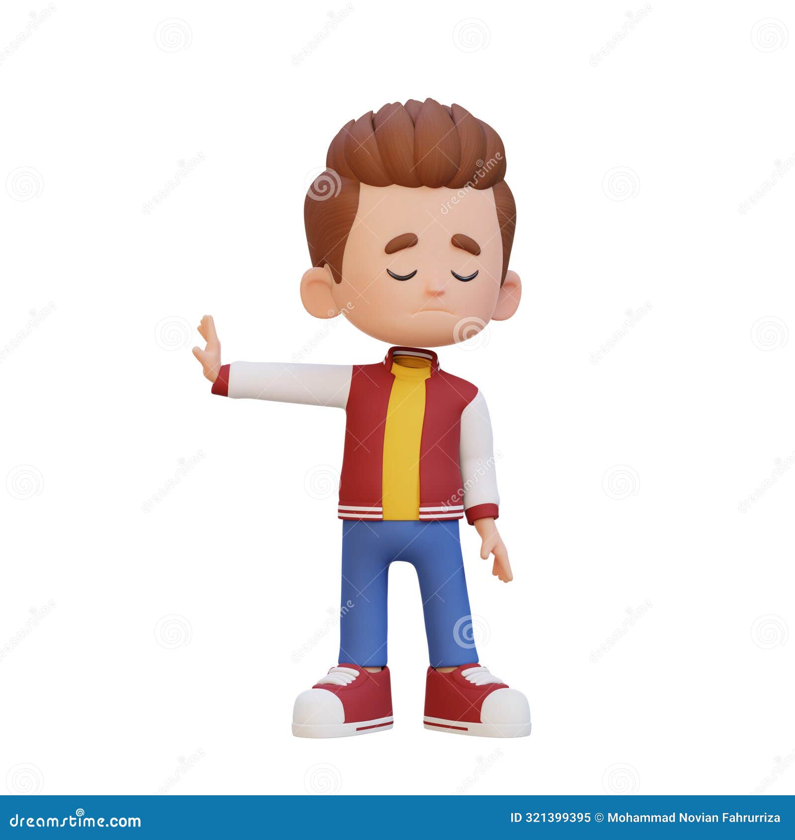 3D Cute Kid Character Rejection Pose Stock Image - Illustration of hand ...