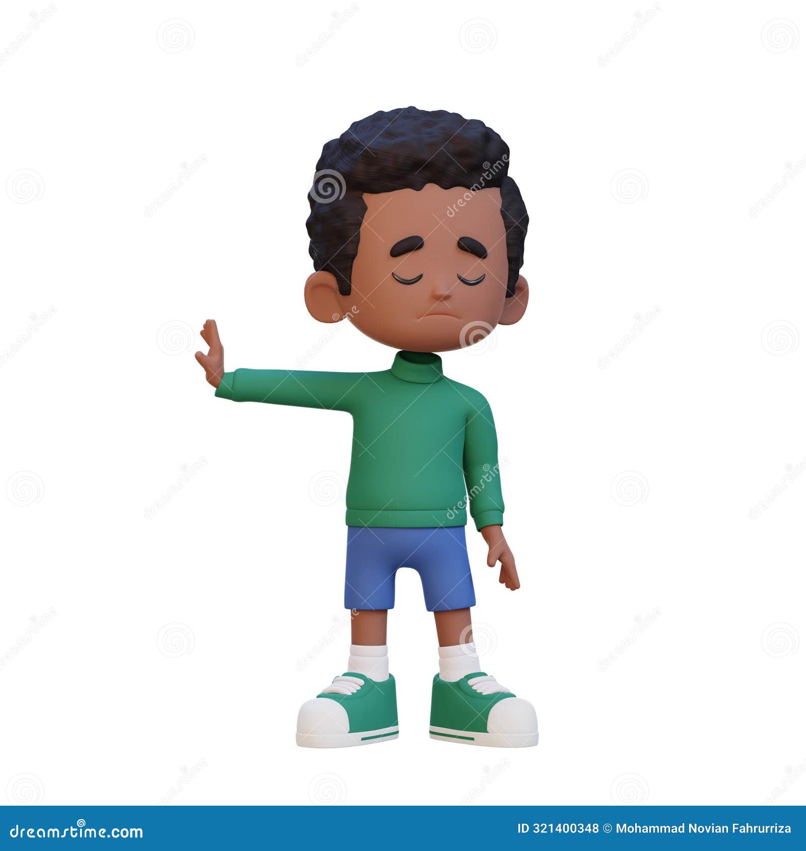 3D Cute Kid Character Rejection Pose Stock Illustration - Illustration ...