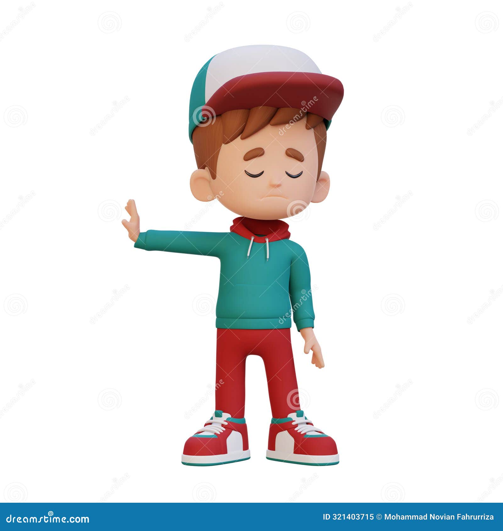 3D Cute Kid Character Rejection Pose Stock Image - Illustration of ...