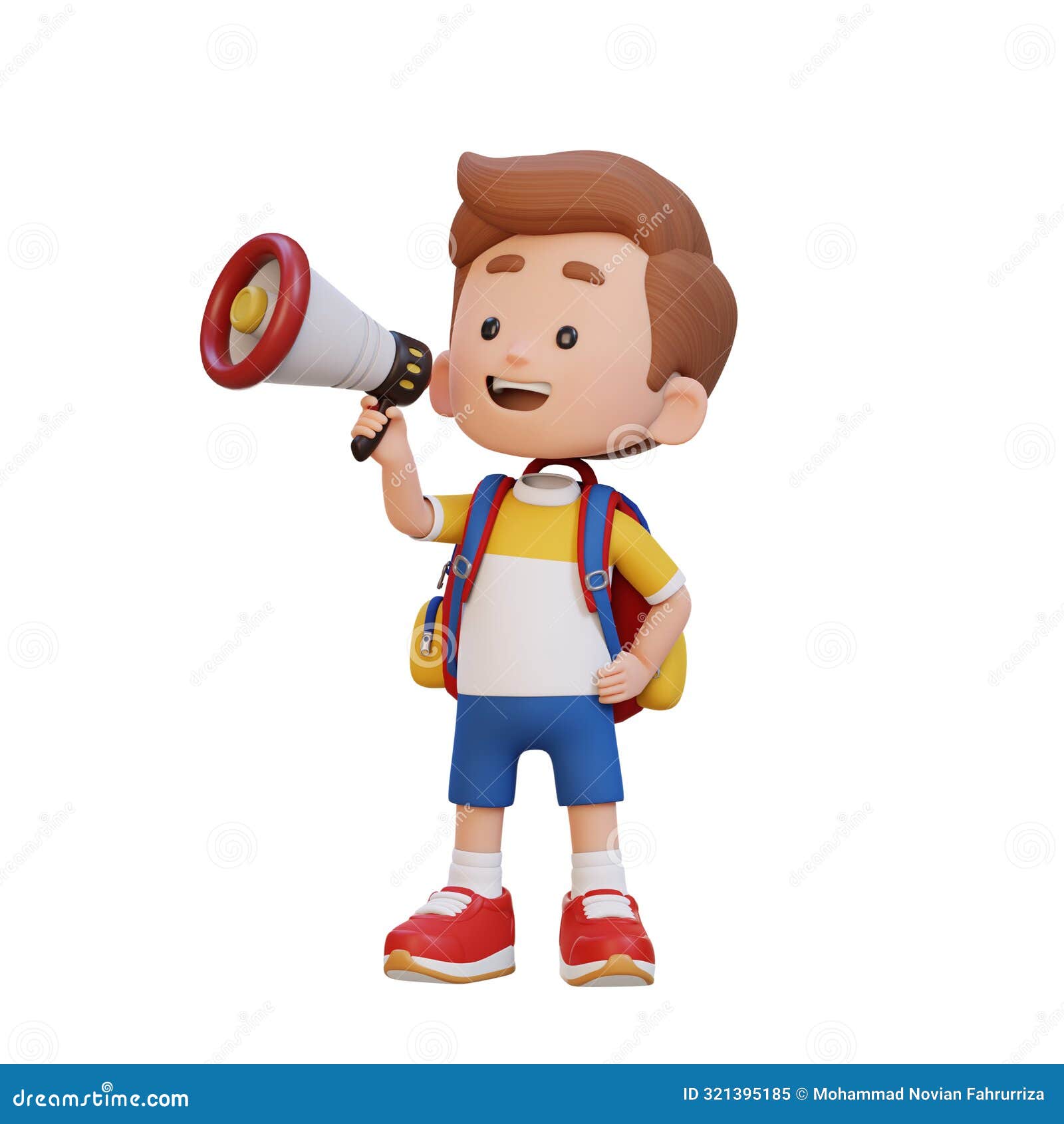 3D Cute Kid Character Talking on Megaphone Stock Image - Illustration ...