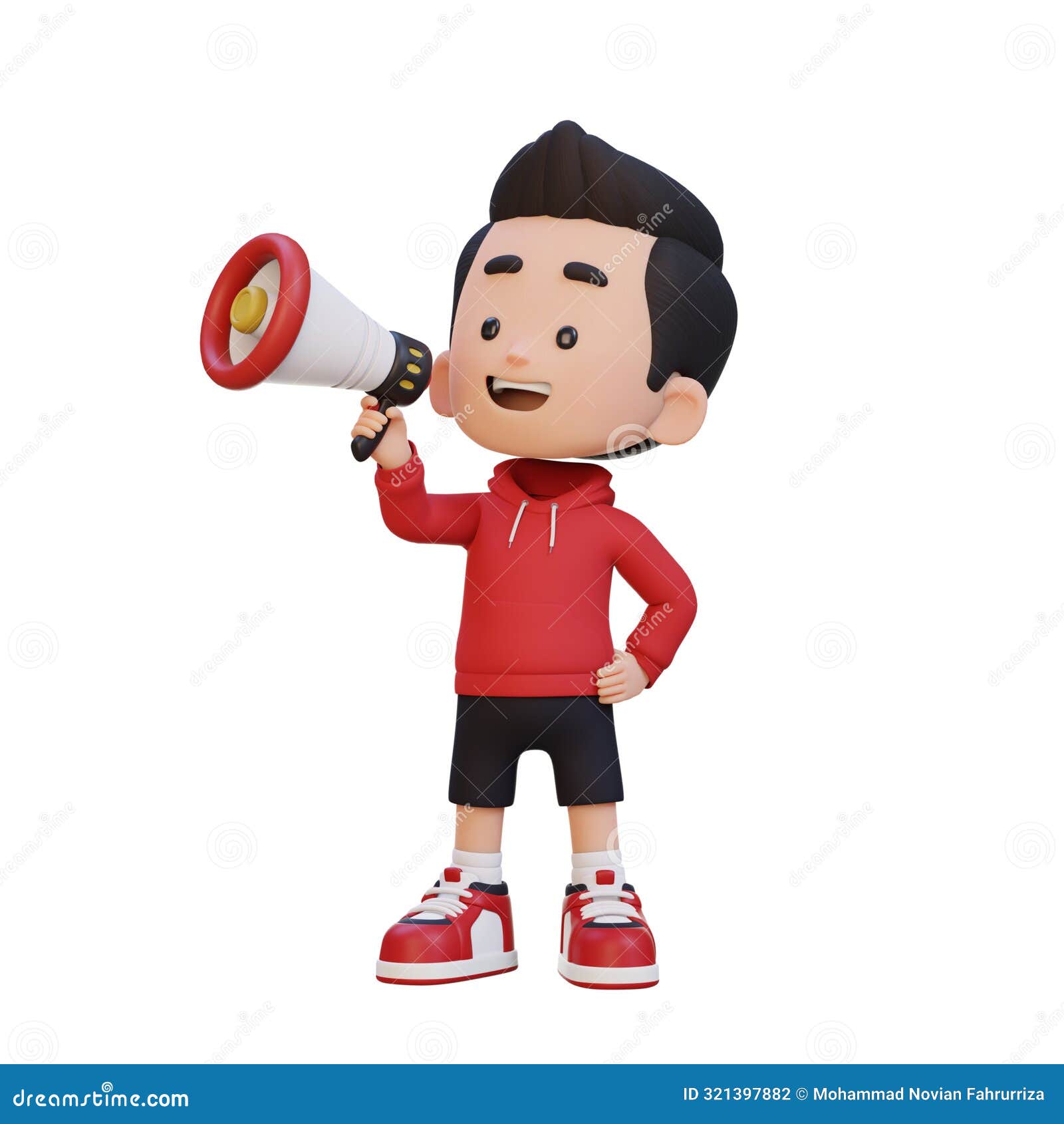3D Cute Kid Character Talking on Megaphone Stock Photo - Illustration ...