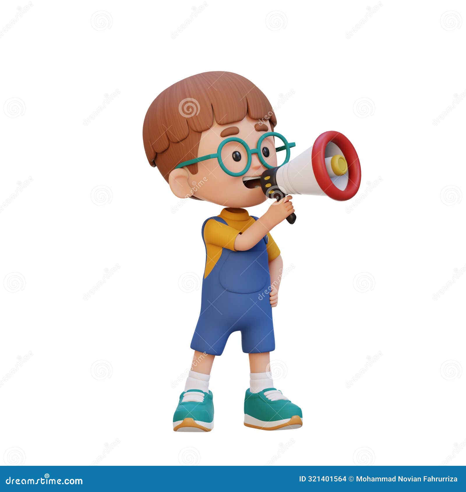3D Cute Kid Character Talking on Megaphone Stock Photo - Illustration ...