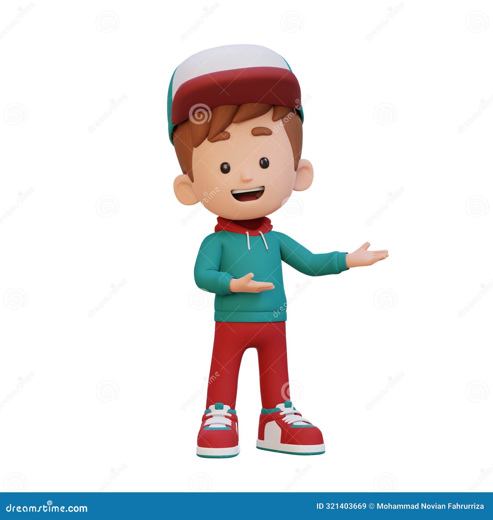 3D Cute Kid Presenting Pose Stock Image - Illustration of smile ...