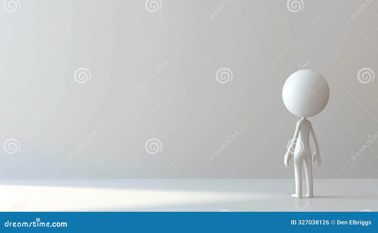 3D Render of a Cute White Stick Figure Character on an Empty Background ...