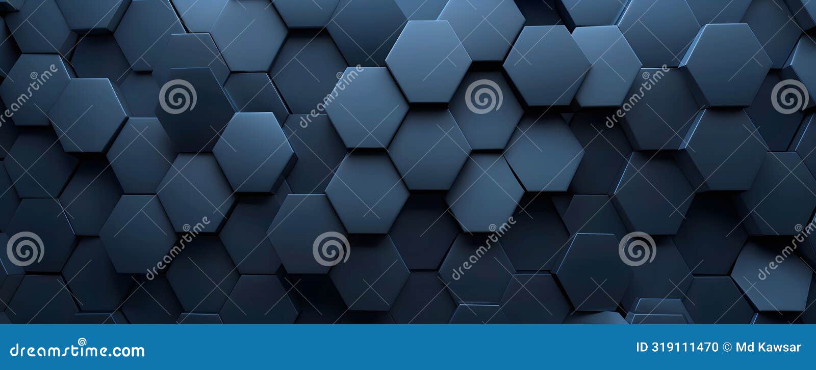 3D Render of Dark Blue Hexagon Pattern Background - AI Generated Stock ...