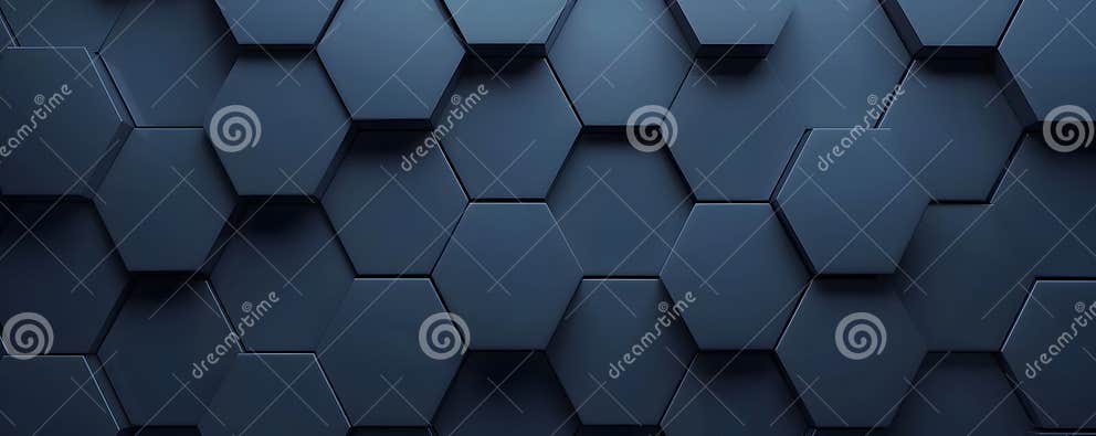 3D Render of Dark Blue Hexagon Pattern Background - AI Generated Stock ...