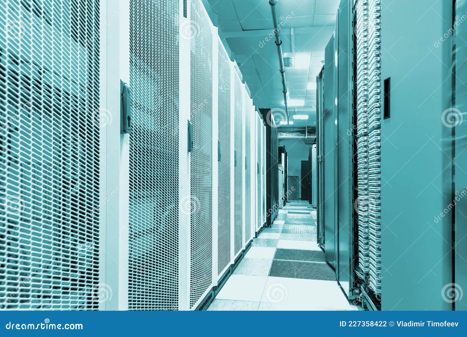 3D Render Data Center Server Room, Switchgear Room with Raws of ...