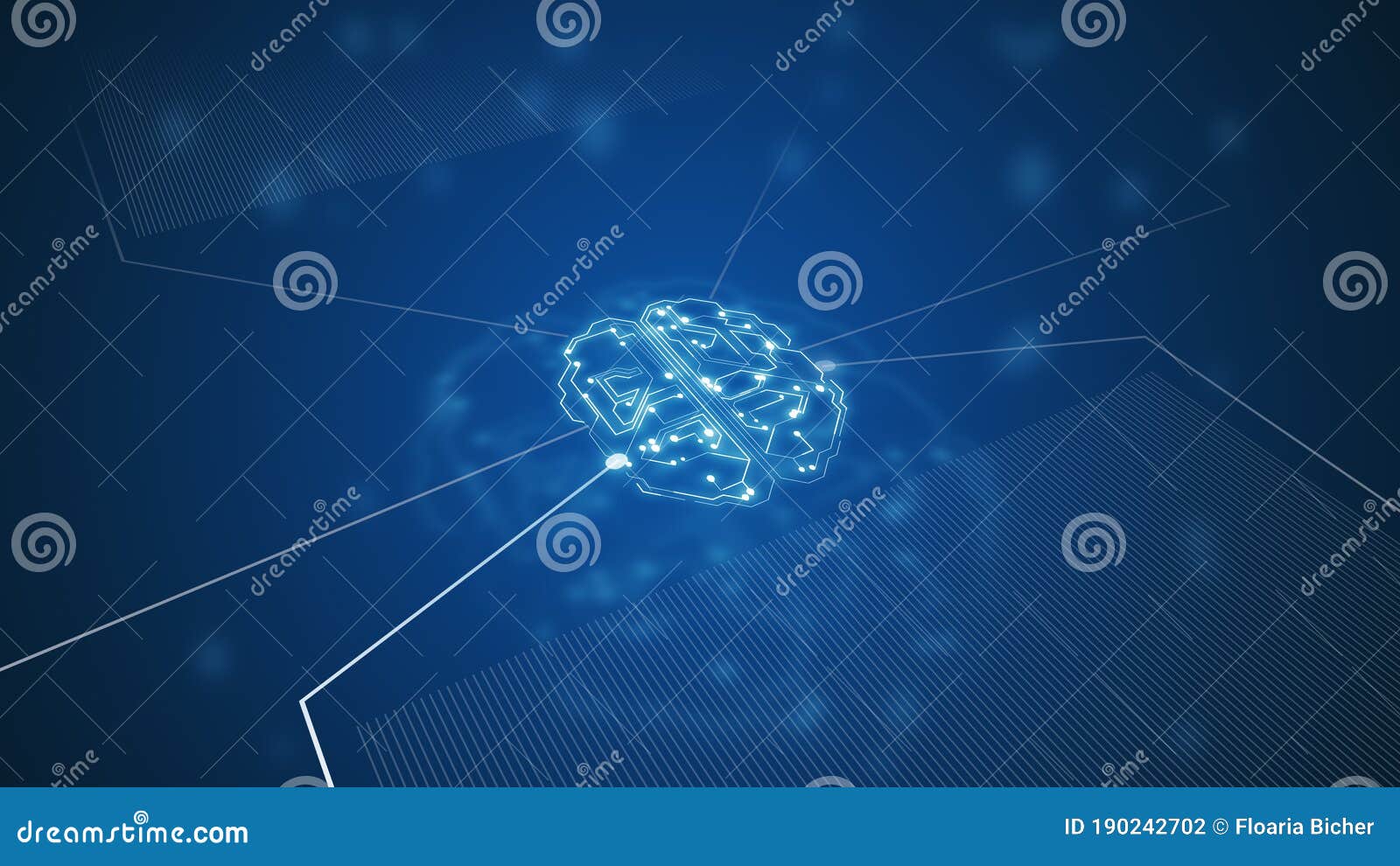 3d Render Data Mining, Deep Learning Modern Computer Technologies Concepts. Stock Illustration ...