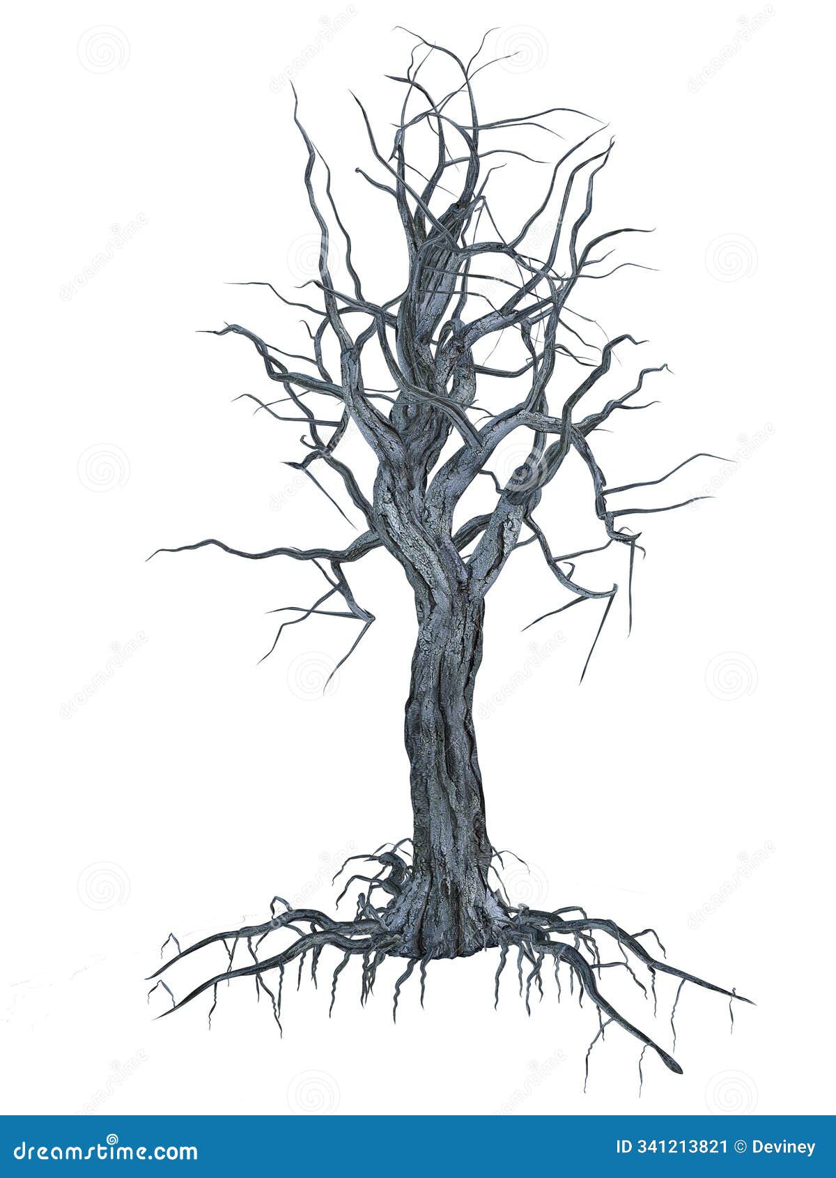 3D render of bare tree stock illustration. Illustration of white ...