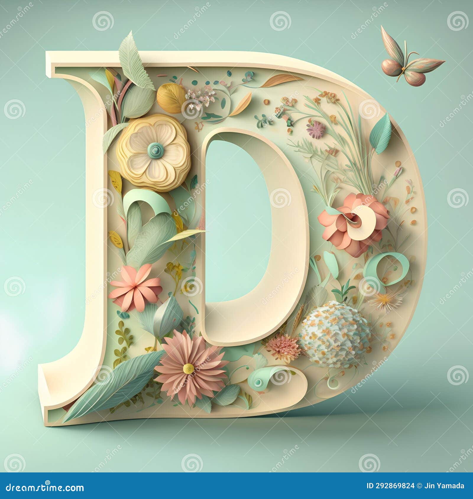 D Render. Decorative Font in Pastel Colors Stock Illustration ...