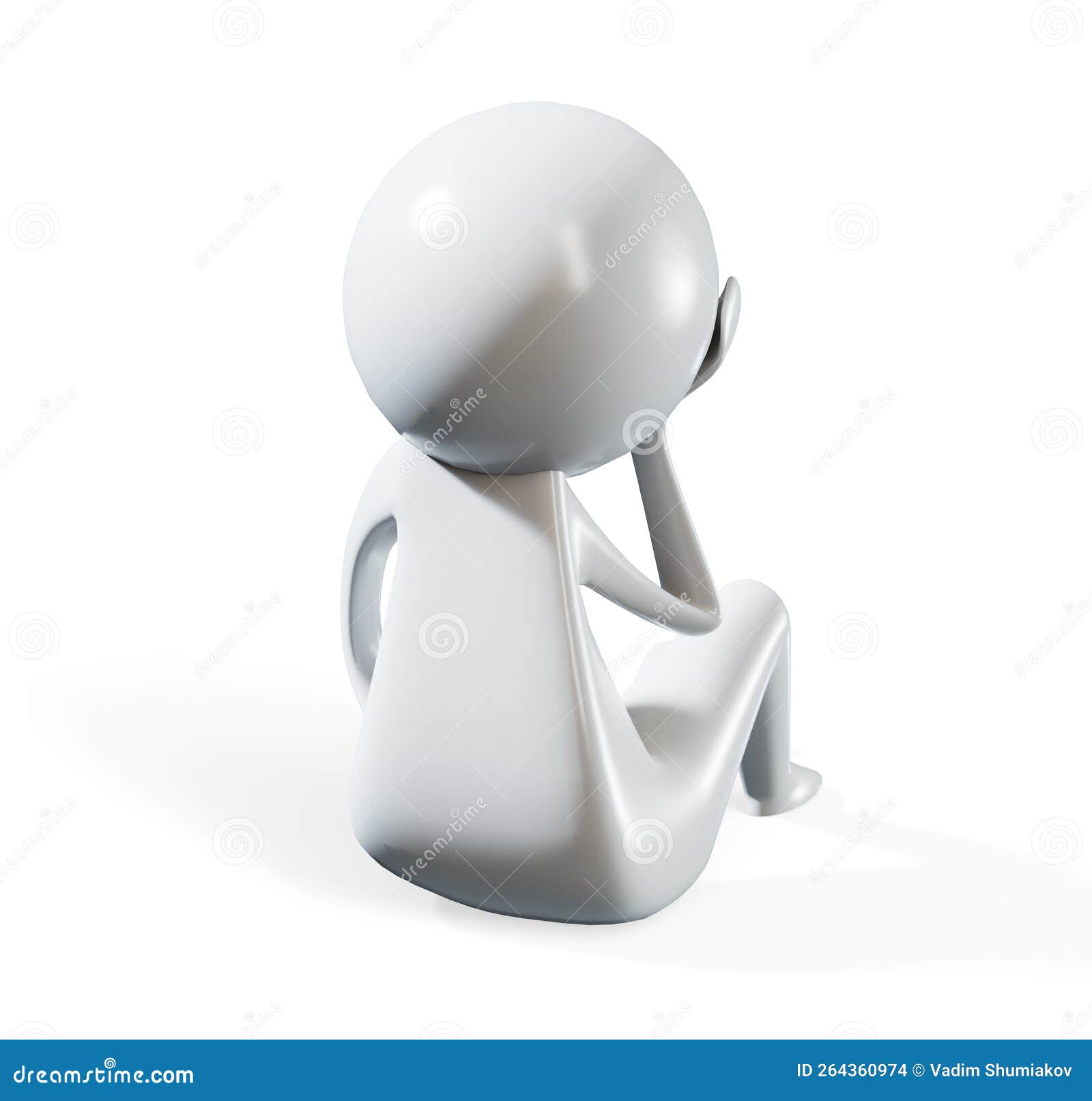 3d Render Depressed Sad Person Illustration Stock Illustration ...