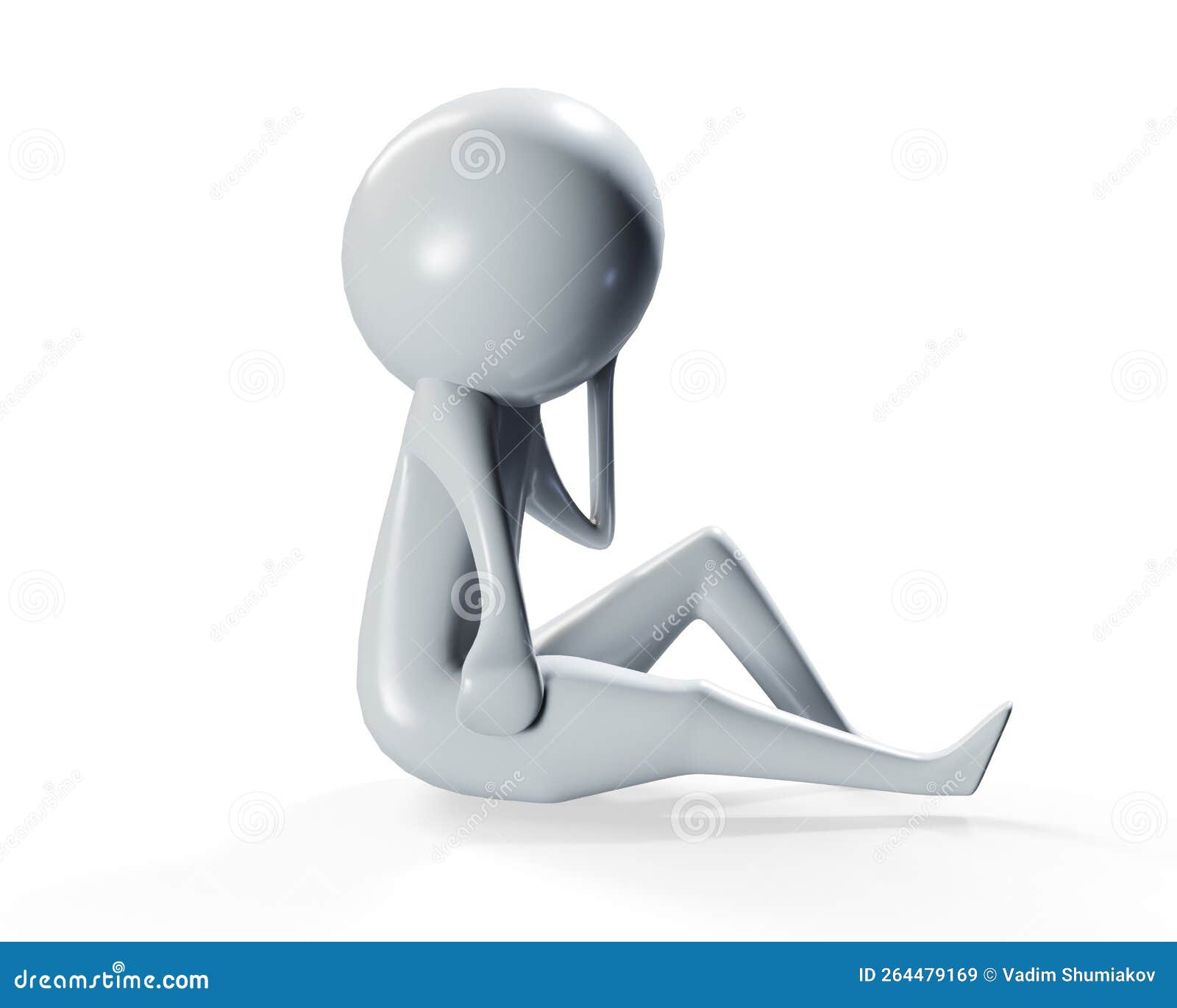 3d Render Depressed Sad Person Illustration Stock Illustration ...