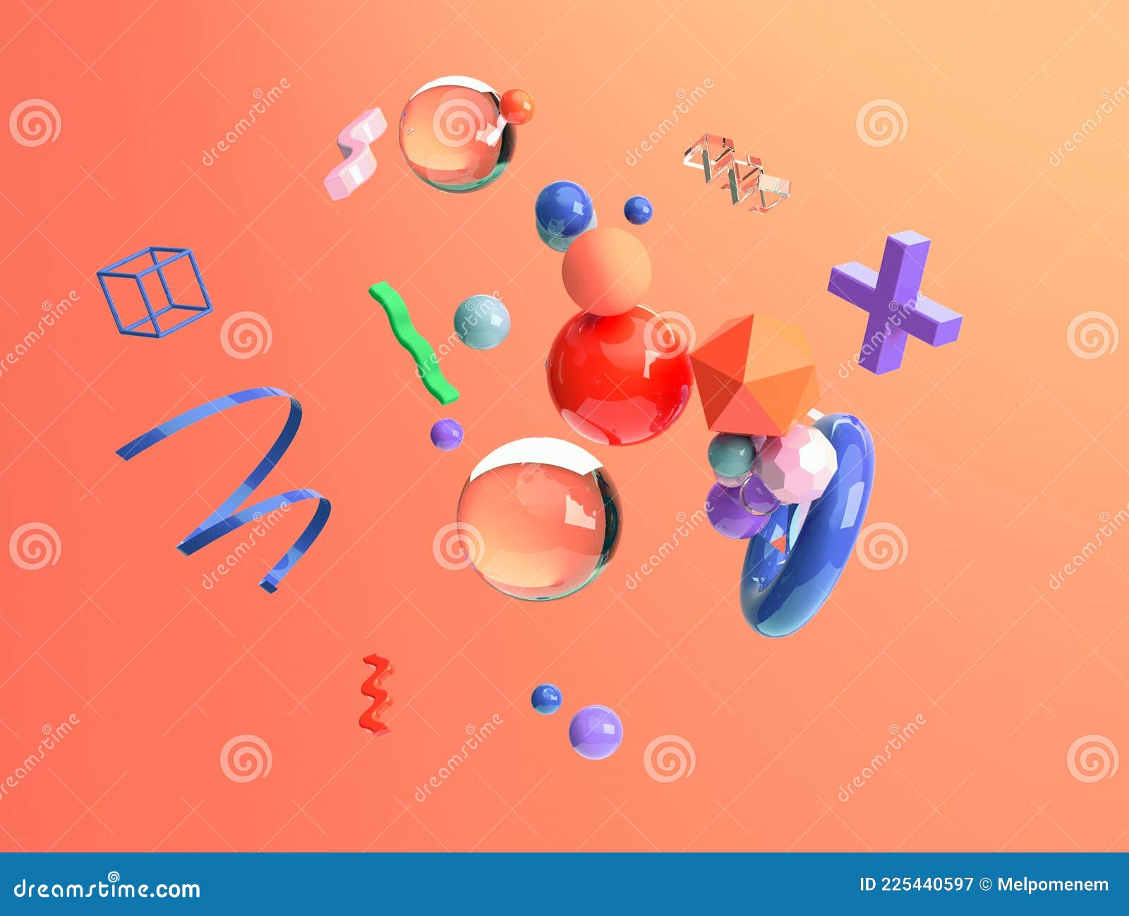 3D Render of Flying Geometric Spheres Stock Illustration - Illustration ...