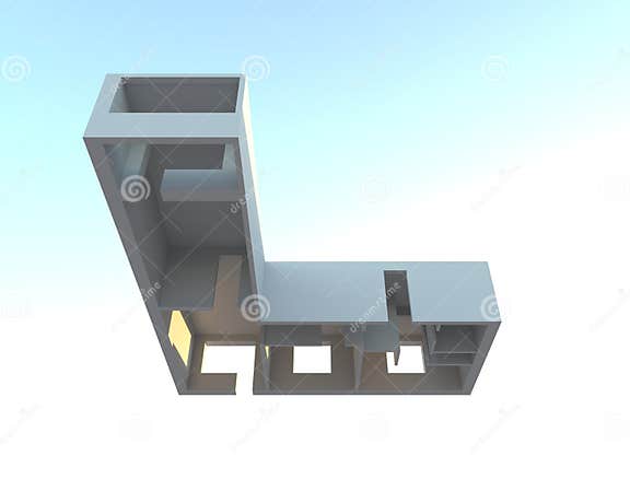 3d Render Designe Apartments in Perspective View, Construction Plane ...