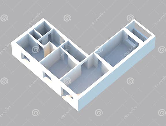 3d Render Designe Apartments in Perspective View, Construction Plane ...