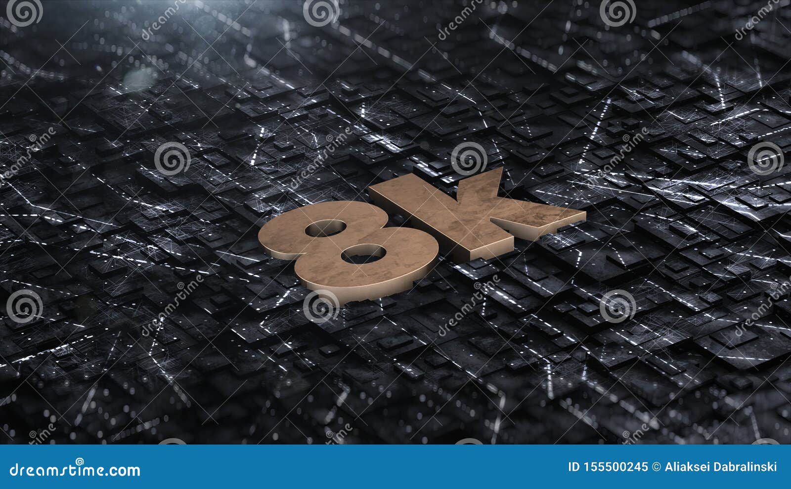 3d Render Digital Background With 8k Gold Logo Royalty-Free Stock Photo ...