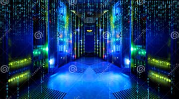 3D Render Digital Binary Code Matrix Background in Graphic Concept ...