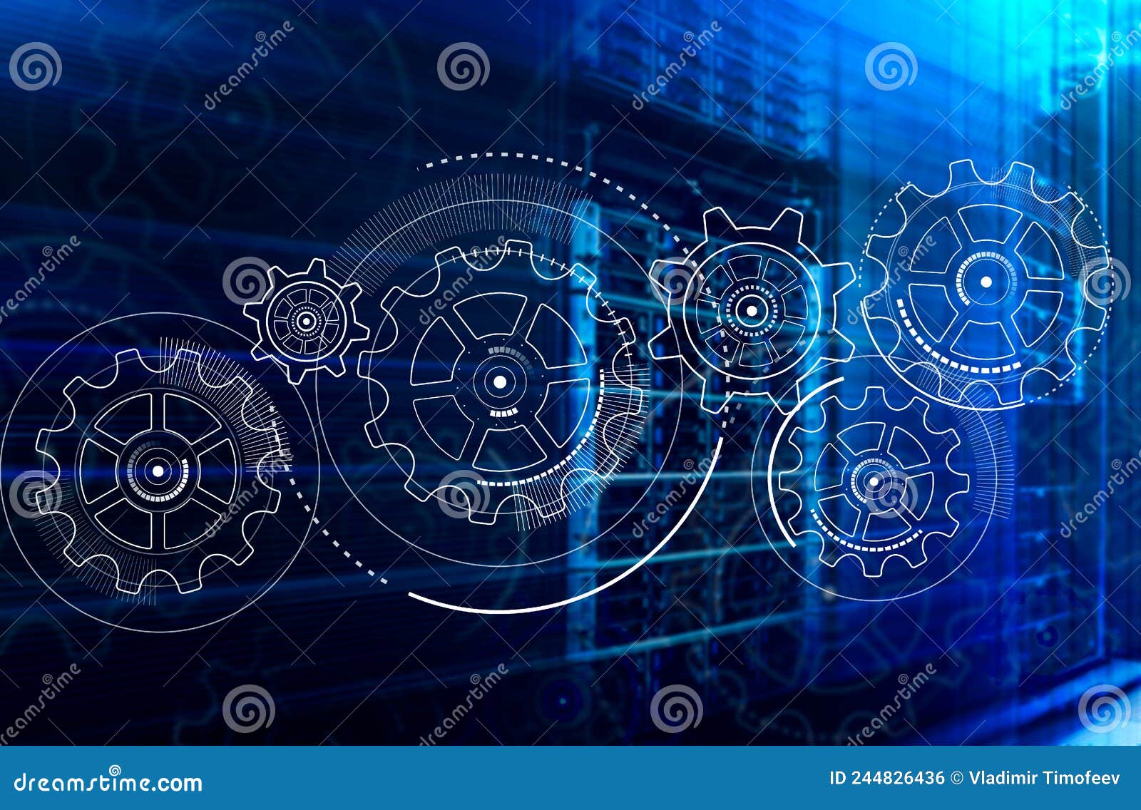 3D Render Digital Control and Computing System in Data Center, HUD ...