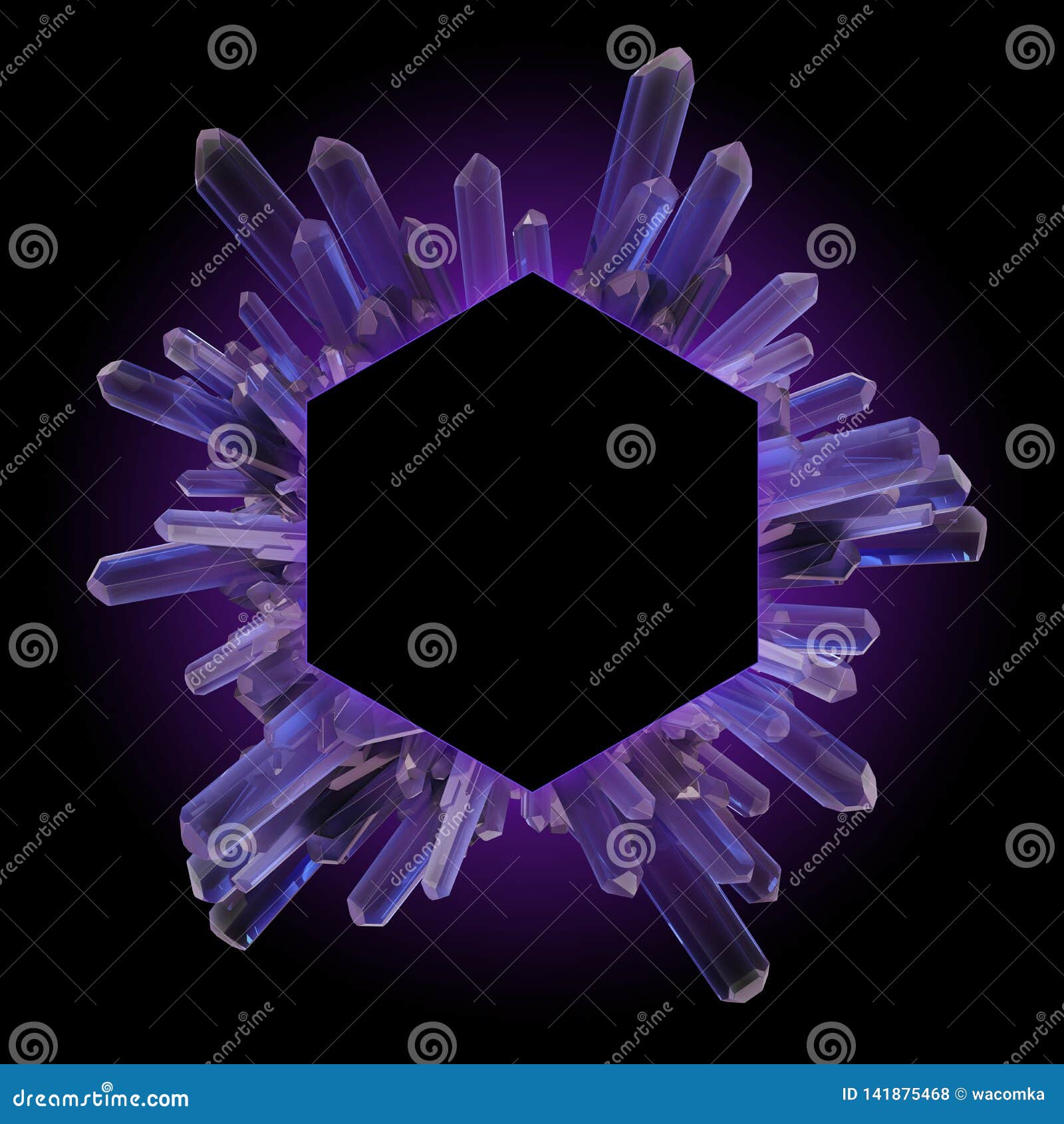 3d Render, Abstract Crystal Hexagonal Frame, Hexagon, Modern Gemstone ...