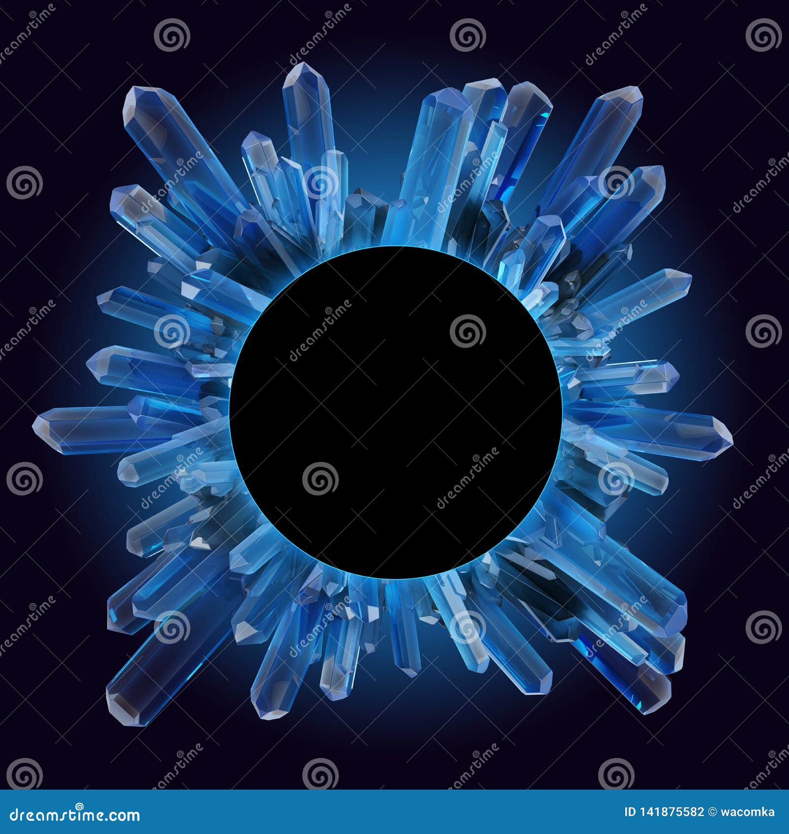 3d Render, Abstract Crystal Round Frame, Circle, Modern Gemstone on ...