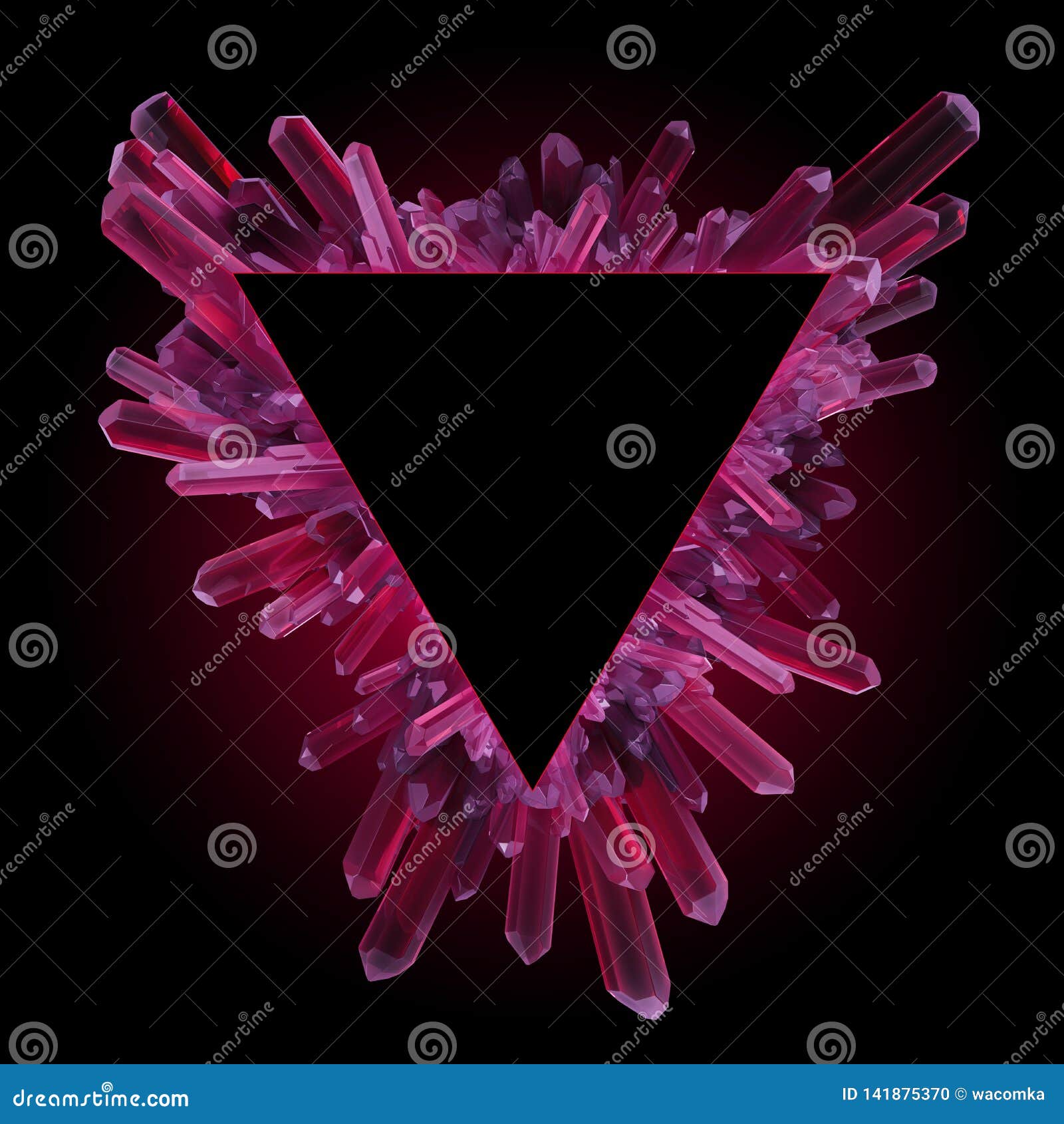 3d Render, Abstract Crystal Triangular Frame, Modern Gemstone on Black ...