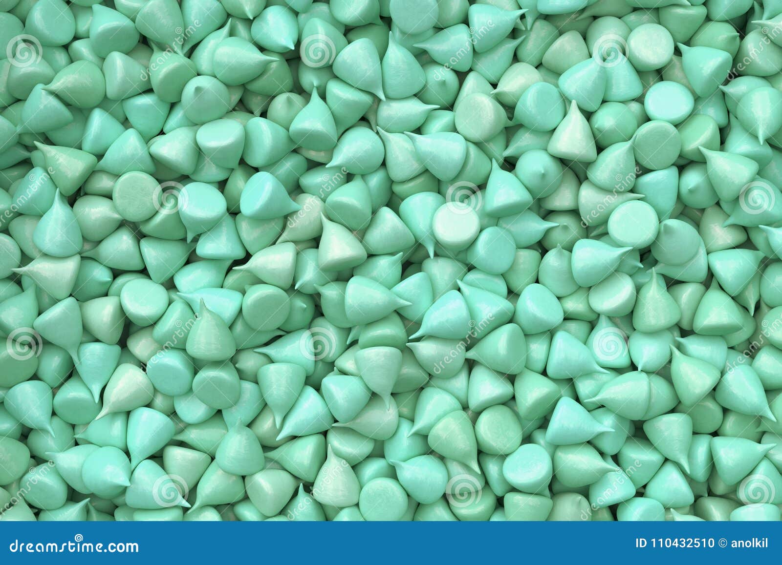 3d Render, Digital Illustration, Abstract Figures of Mint Color. Stock ...