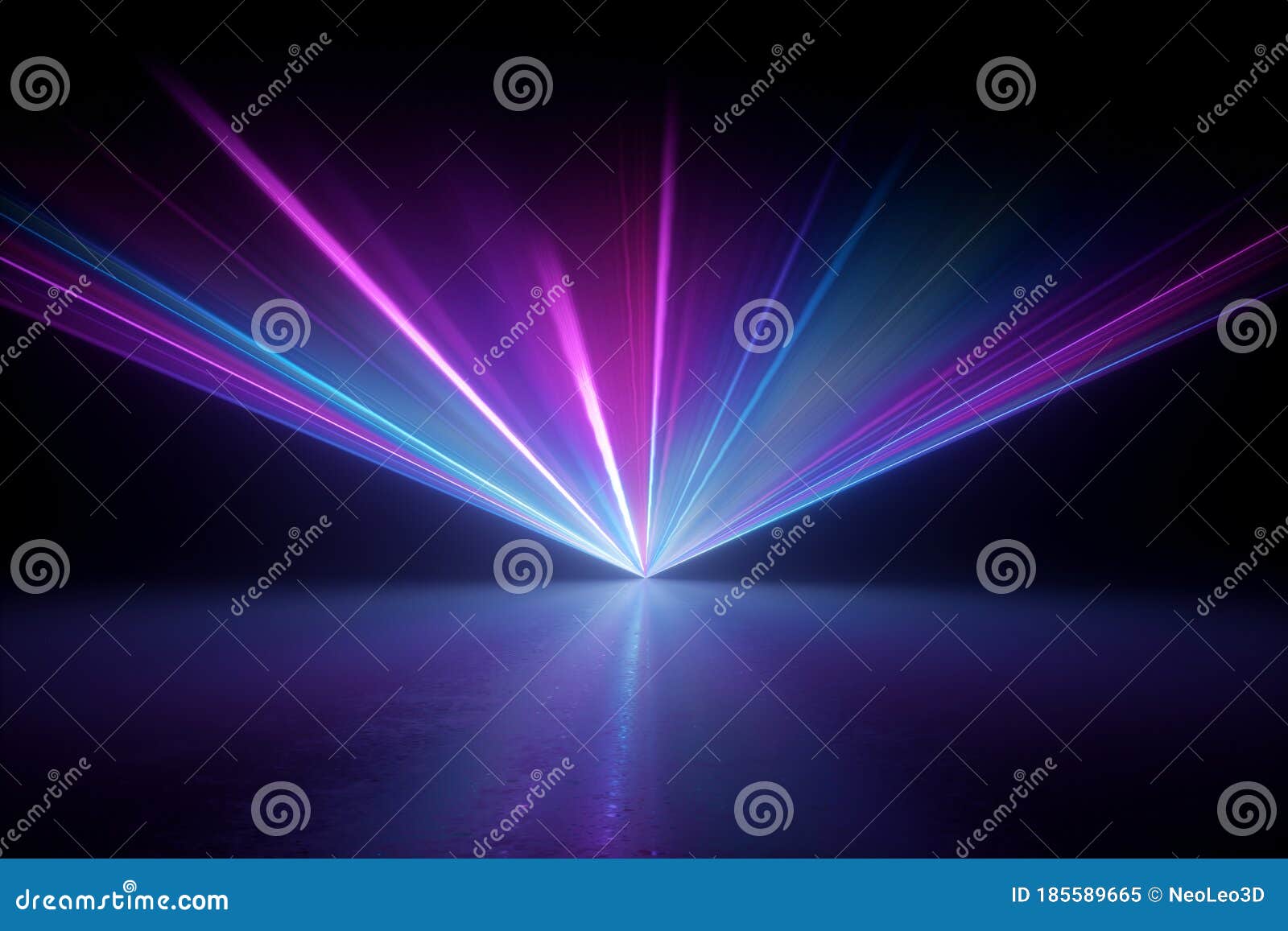 3d Render, Digital Illustration. Bright Projector Shining on the Dark ...