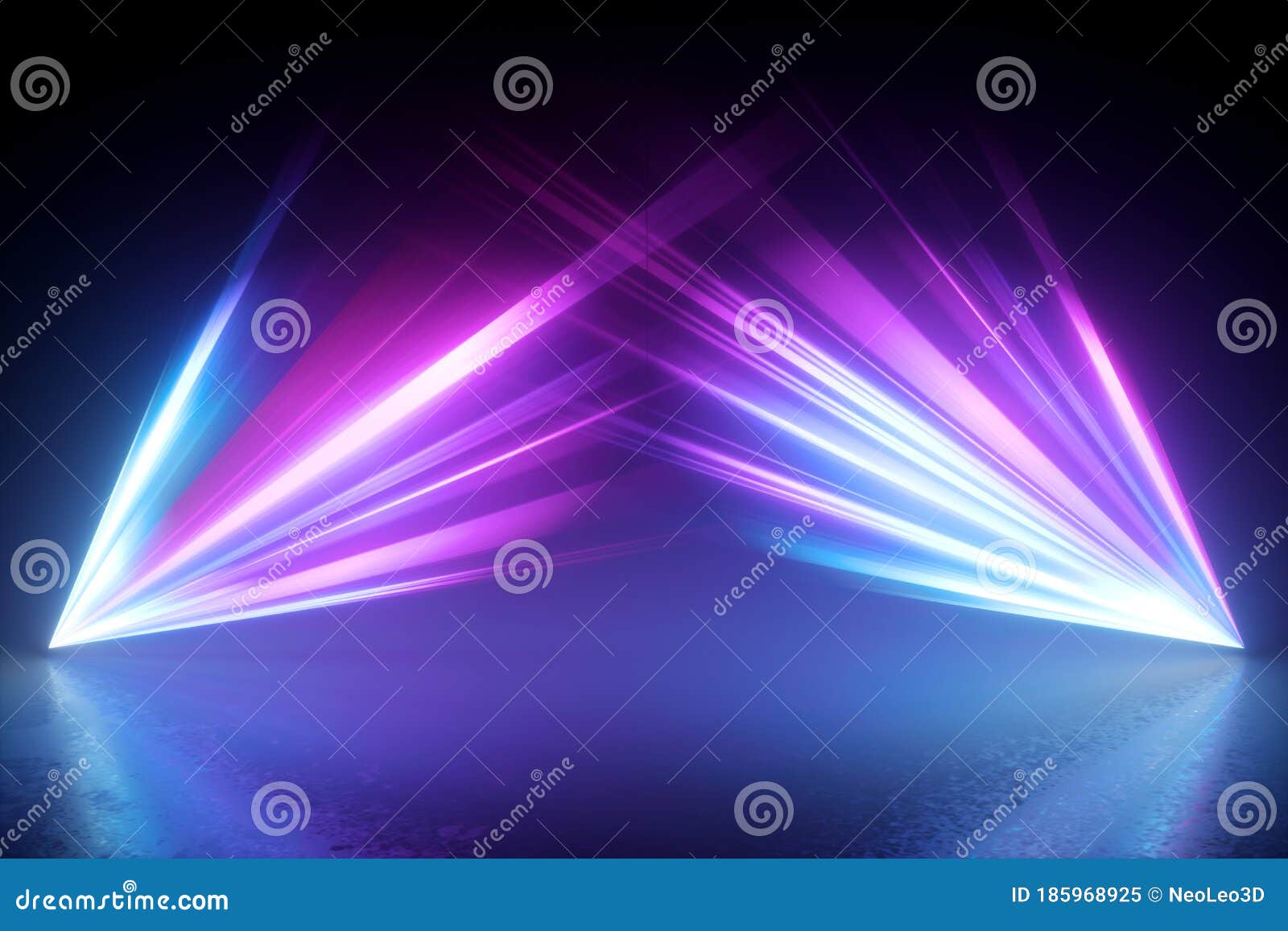 3d Render, Digital Illustration. Bright Projector Shining Inside Empty ...