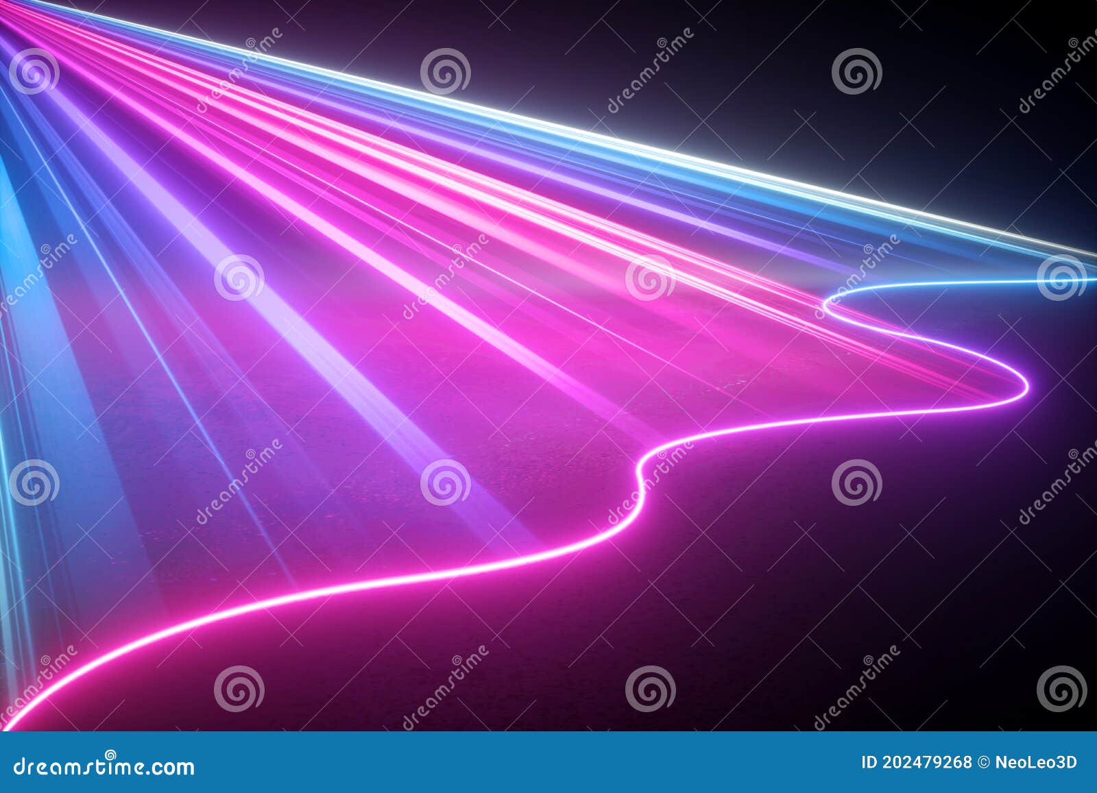 3d Render, Digital Illustration. Neon Light Abstract Background, Pink ...