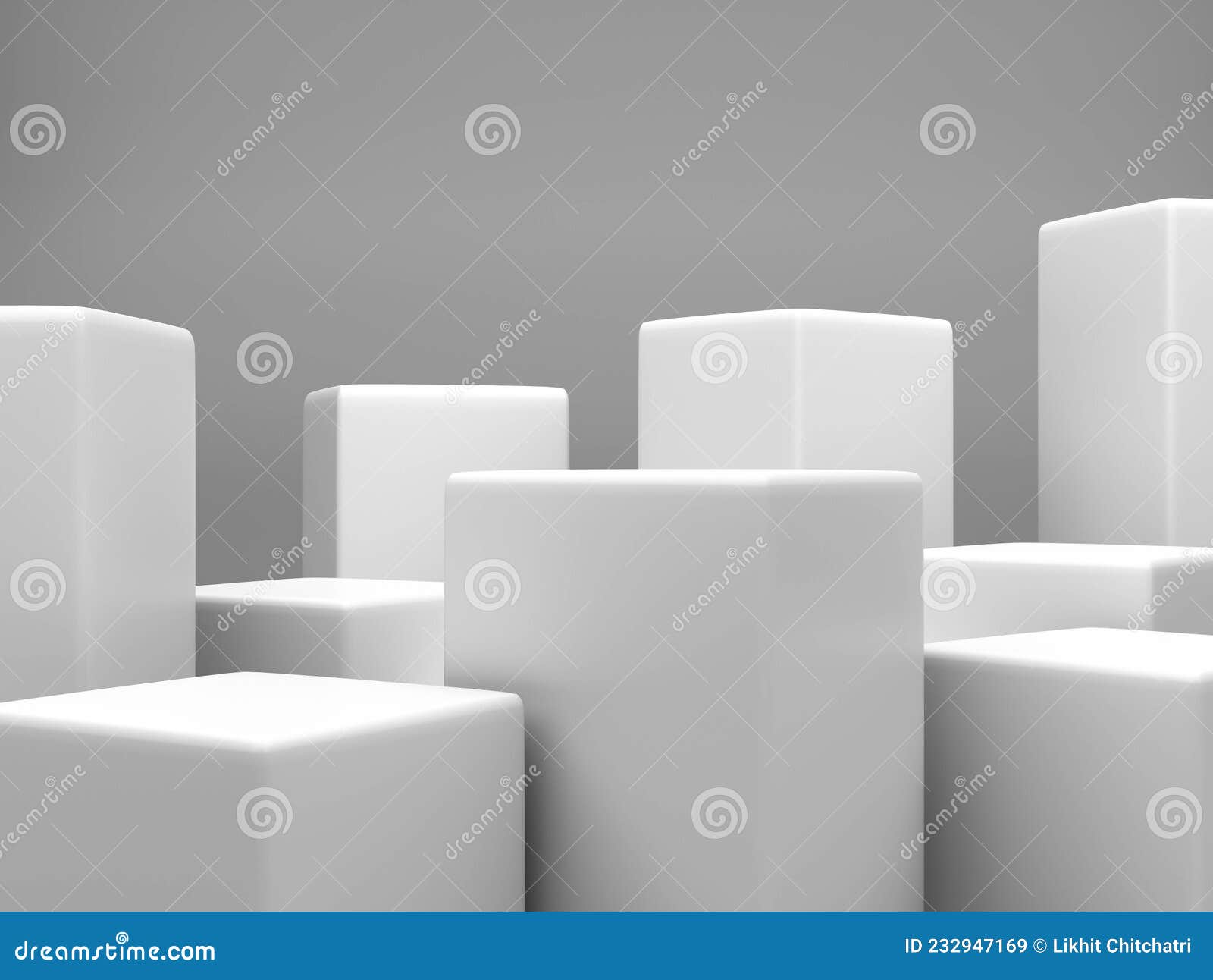 3d Render, Digital Illustration Studio Stage Scene with White Color ...