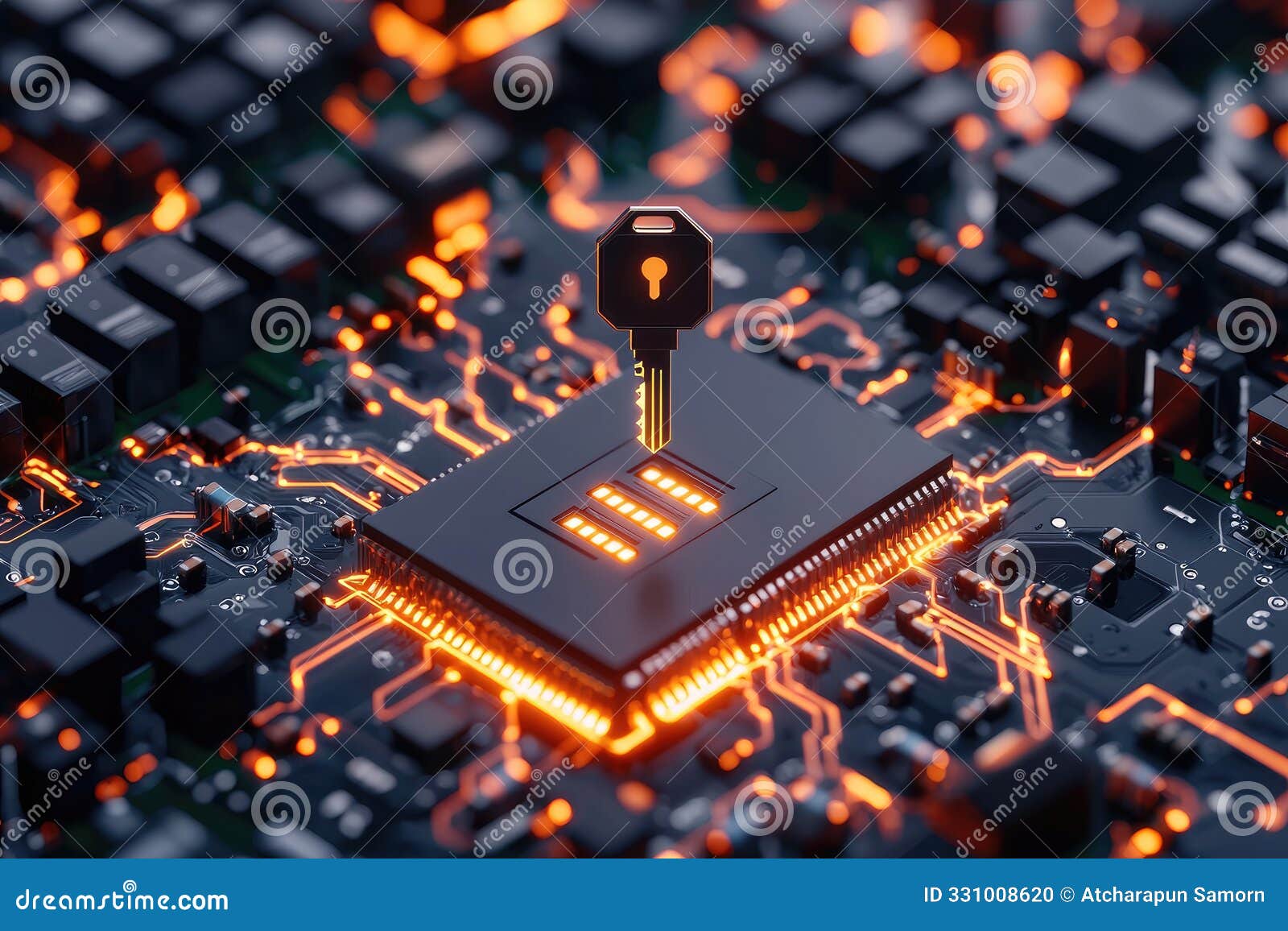 A 3D Render of a Digital Key with Holographic Locks and Encrypted ...