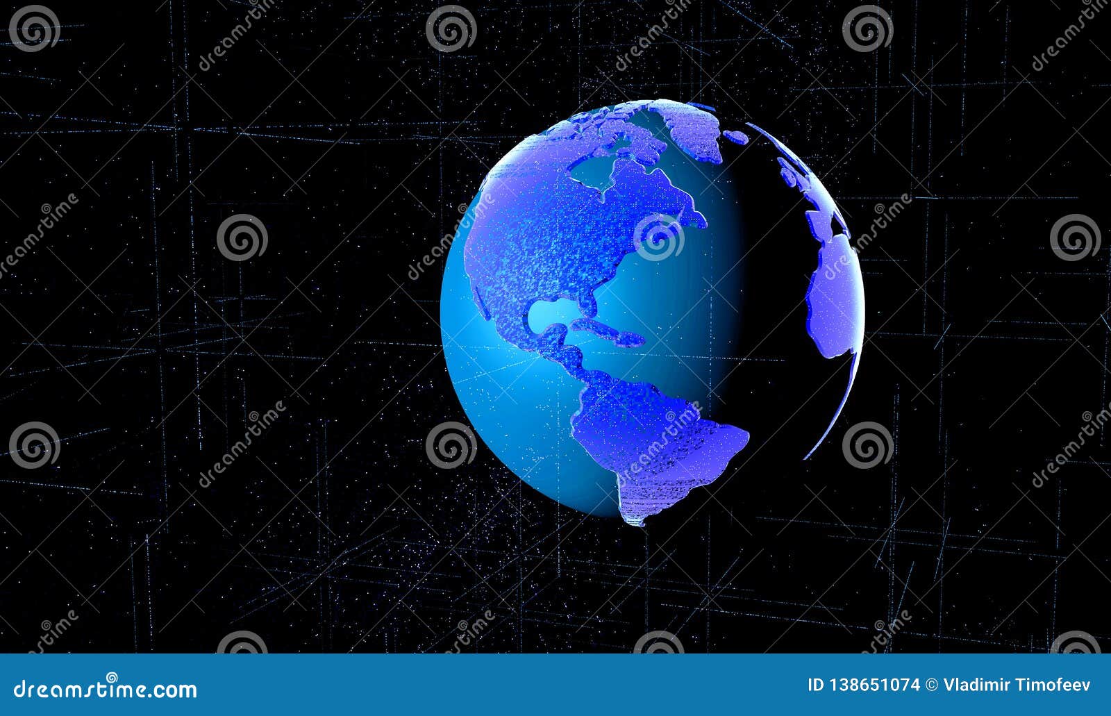 3D Render Digital Matrix of Earth Planet Characterized the Worldwide ...