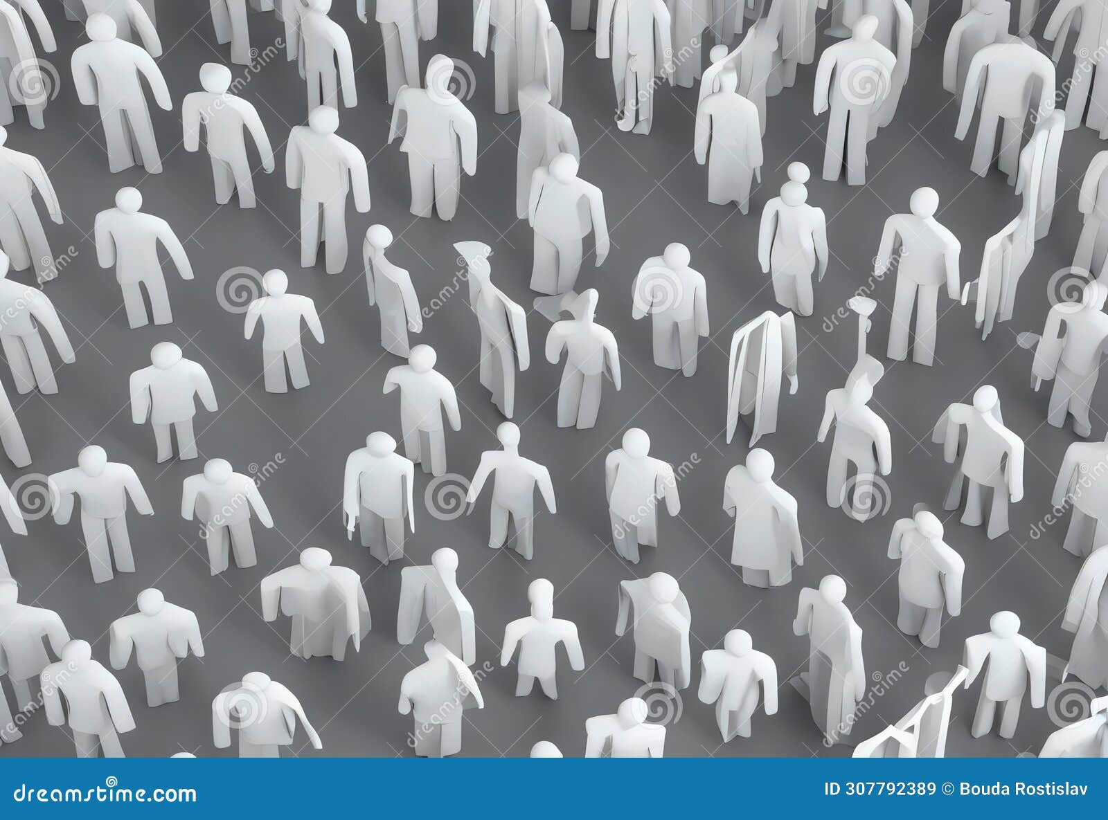 3D Render of Diverse Human Figures in a Crowd Stock Illustration ...