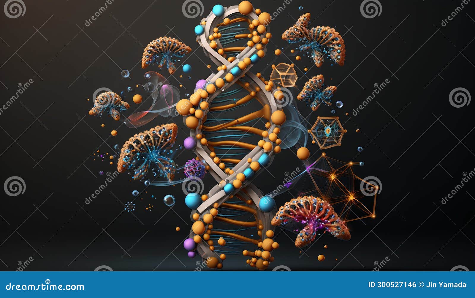 3d Render of Dna on Black Background. 3d Illustration Stock ...