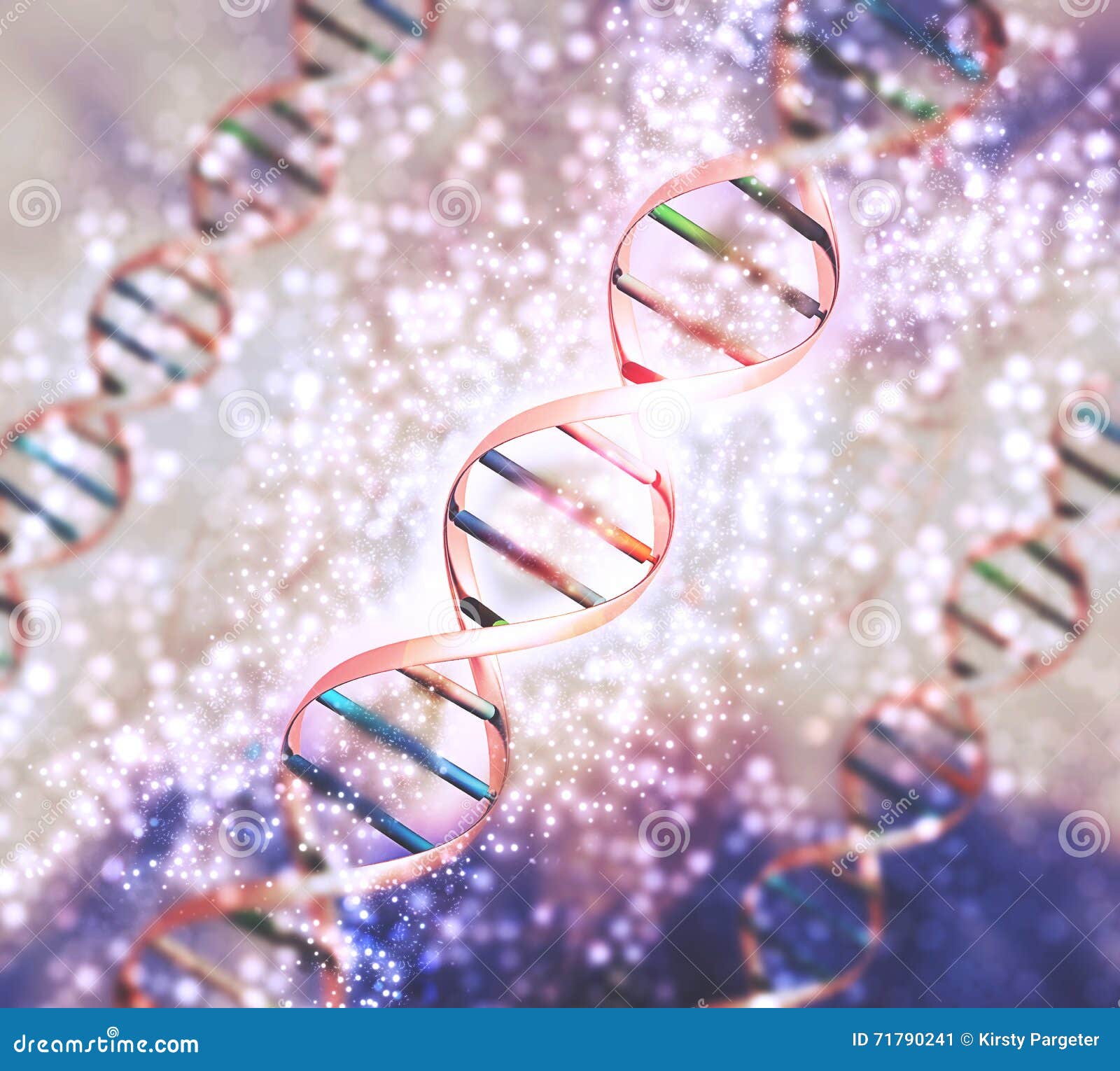 3D Render of DNA Strands Background Stock Illustration - Illustration ...