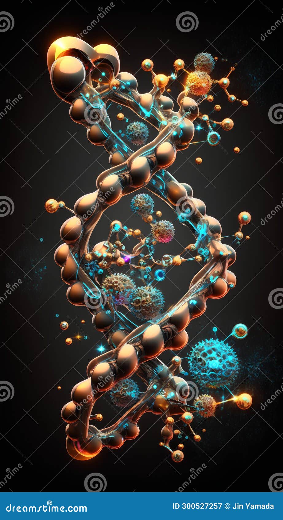 3d Render of DNA Structure on Black Background. 3d Illustration Stock ...