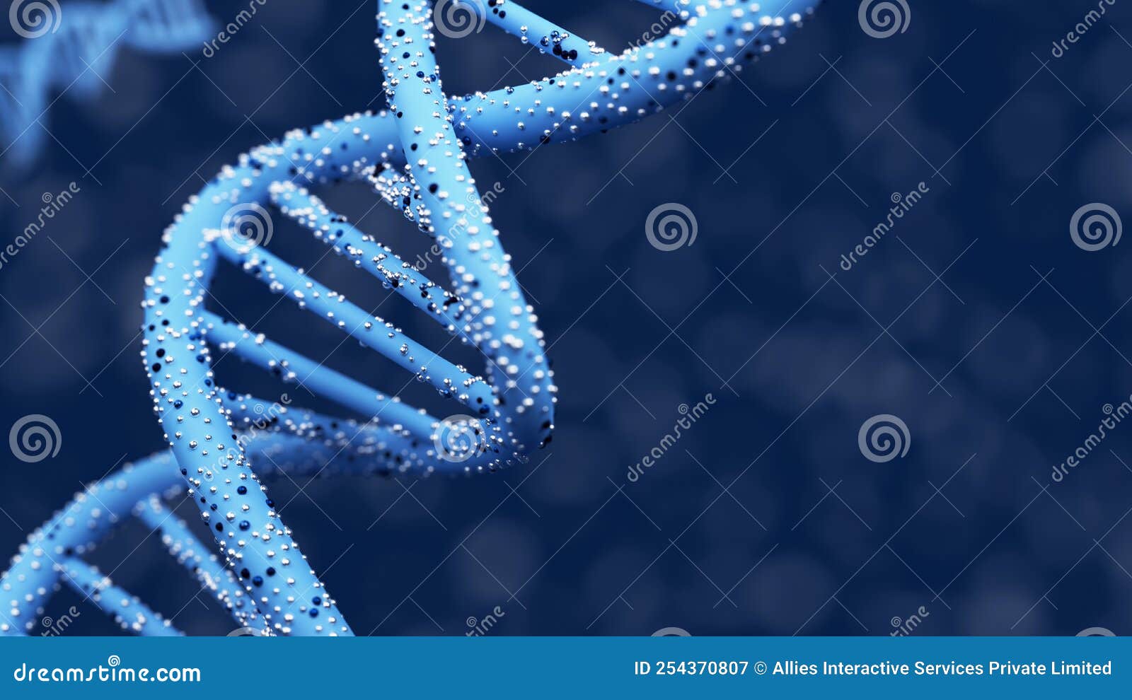 3D Render of DNA Structure on Blue Bokeh Blurred Stock Illustration ...