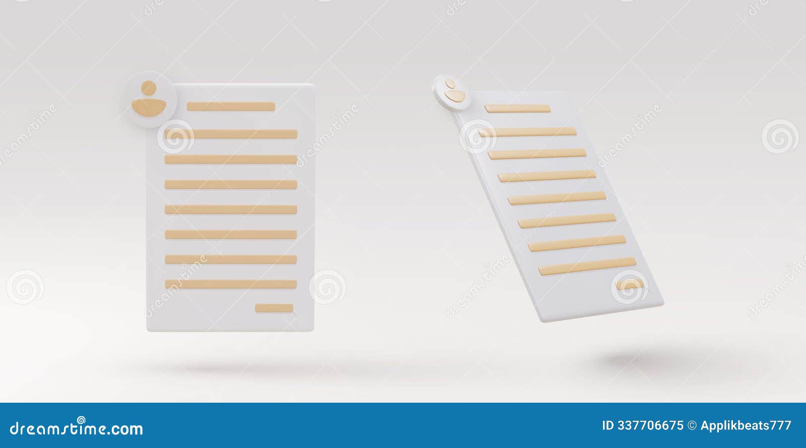 3d Render Documents Personal Data. Vector Illustration Stock Illustration - Illustration of list ...
