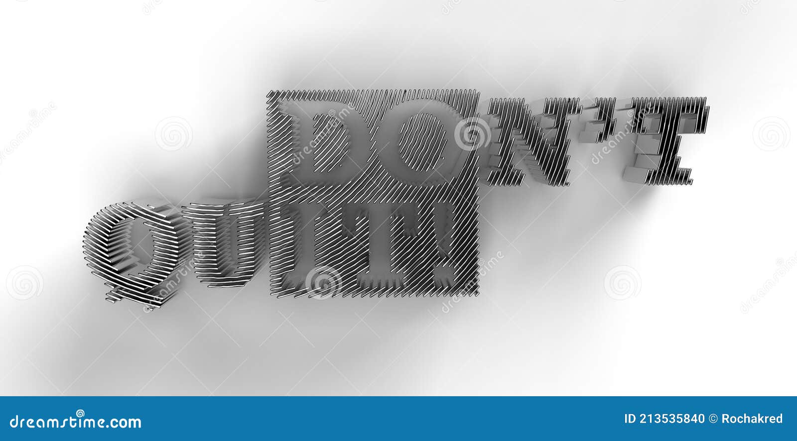 3D Render Don`t Quit Lettering Typographical with Human Hand Logo Type ...