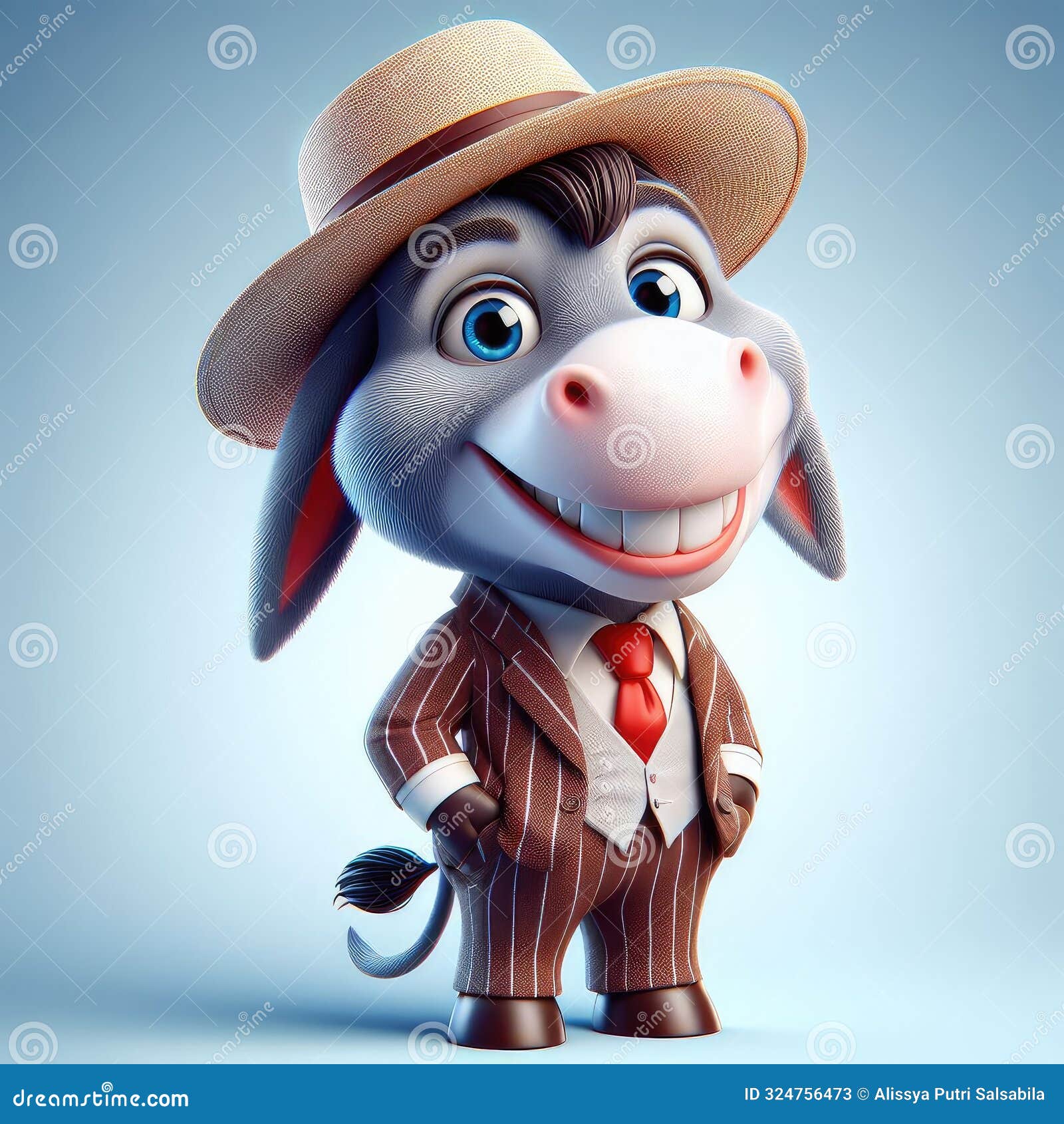 3d Render of Donkey Wearing Hat and Suite Stock Illustration ...