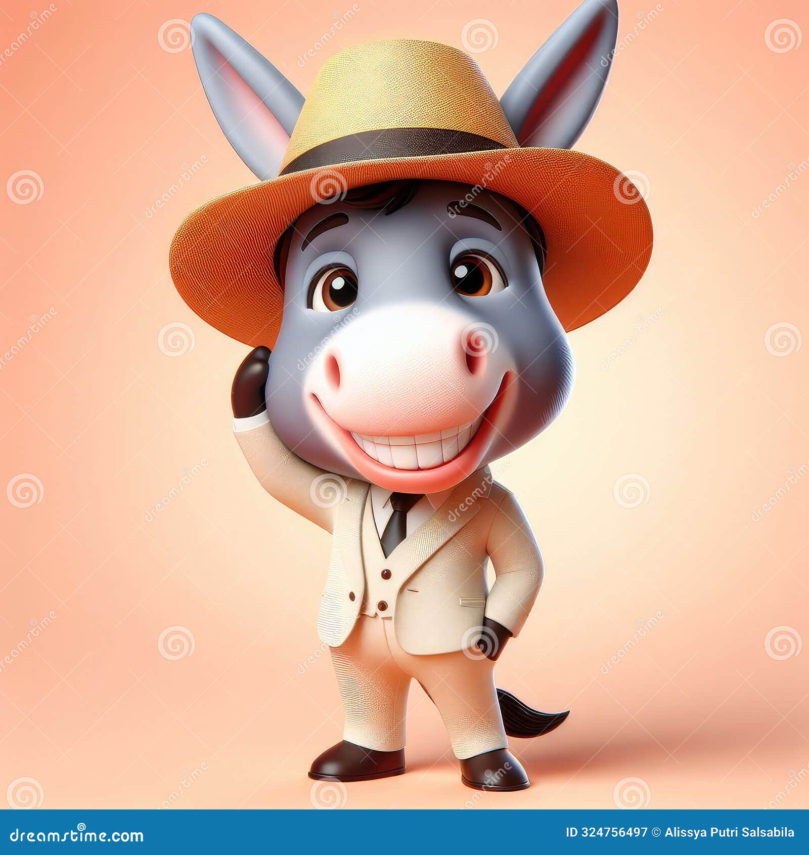 3d Render of Donkey Wearing Hat and Suite Stock Illustration ...