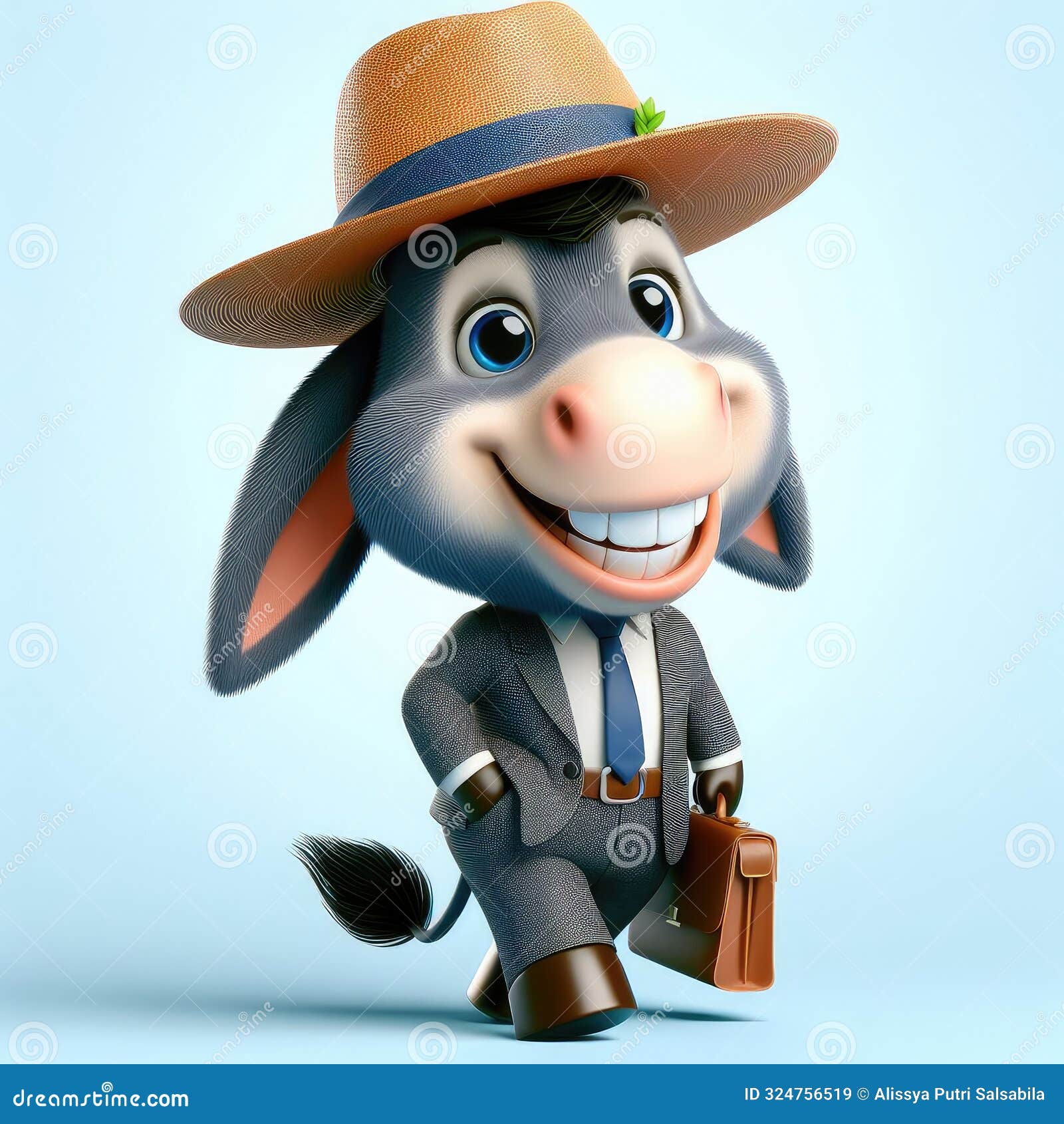 3d Render of Donkey Wearing Hat and Suite Stock Illustration ...
