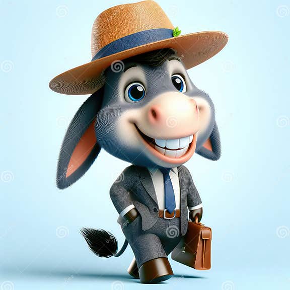 3d Render of Donkey Wearing Hat and Suite Stock Illustration ...
