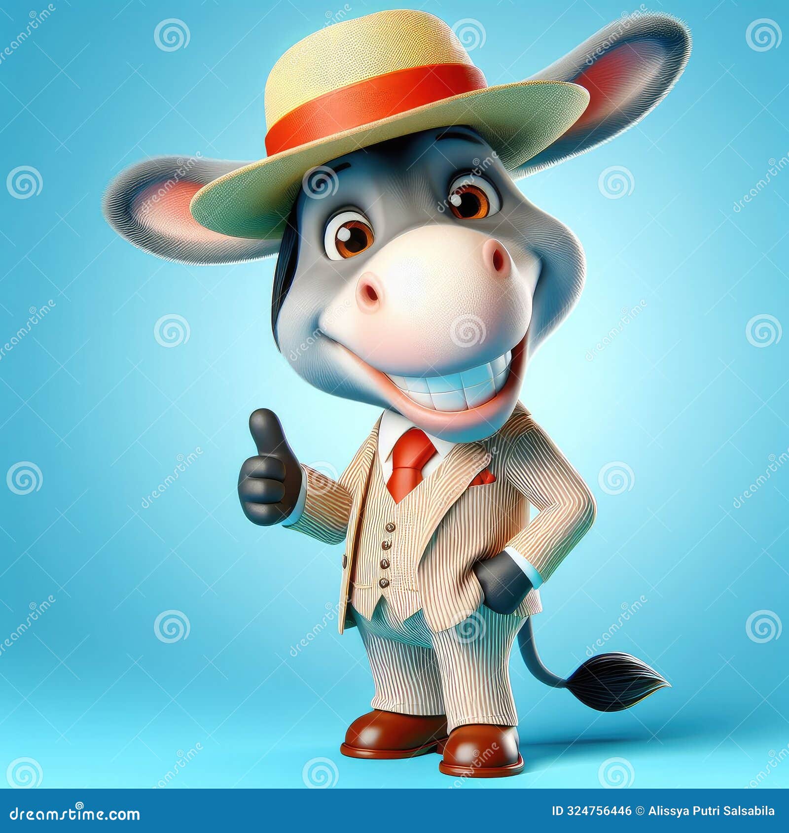 3d Render of Donkey Wearing Hat and Suite Stock Illustration ...