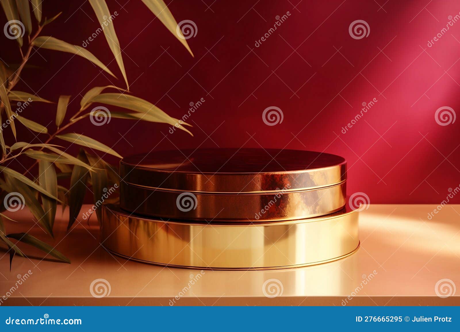 3D Render Double Layered Golden Podium with Blank Space, AI Generated ... 3D Render Double Layered Golden Podium with Blank Space, AI Generated ...