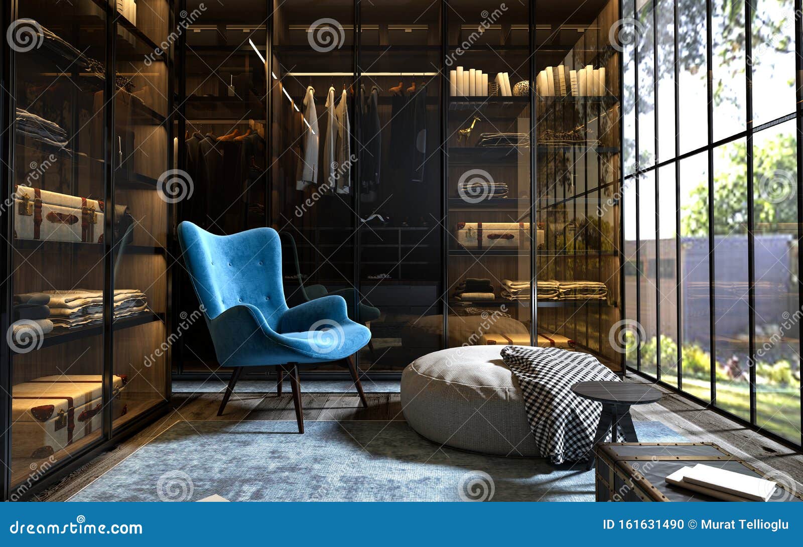 3d render of dressing room stock illustration. Illustration of drawer ...