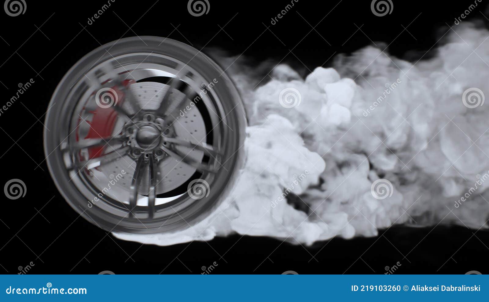 3d Render Drift Wheels with Smoke on a Black Background Stock ...