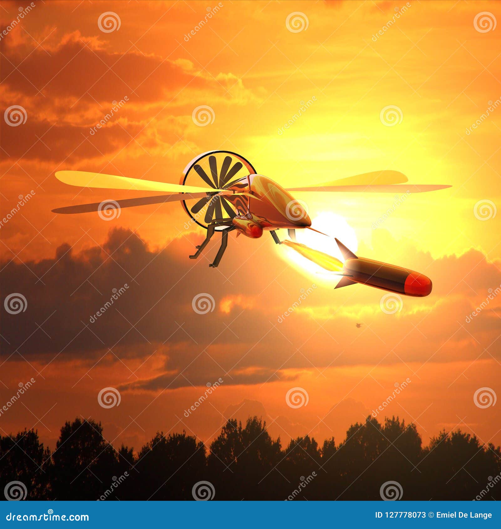 3D Render of a Drone Fires Missile - Modern Warfare with Unmanned ...