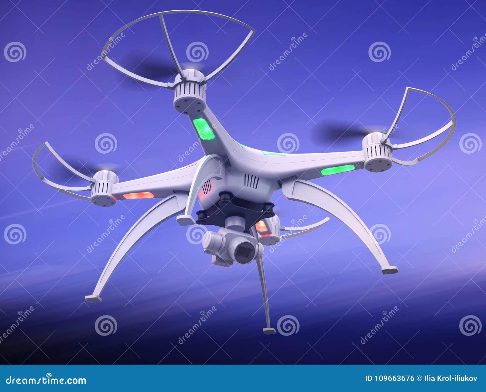 3d Illustration of a Drone in Flight Stock Illustration - Illustration ...